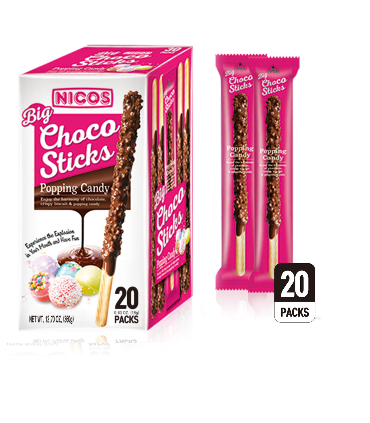 Choco Sticks Popping Candy 20pcs | Sam's F&B
